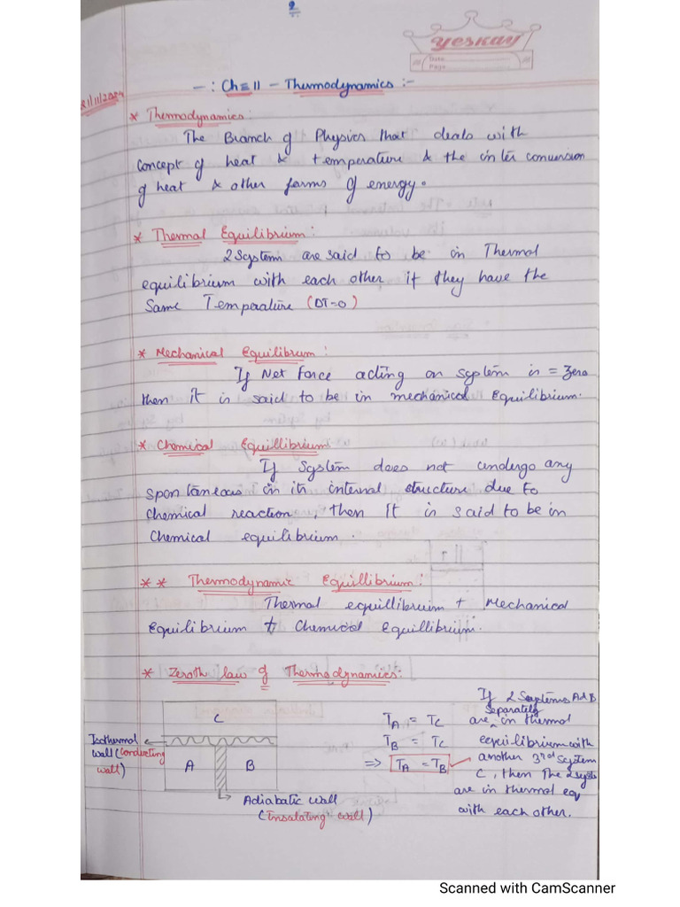 CH 11 Thermodynamics Notes | PDF