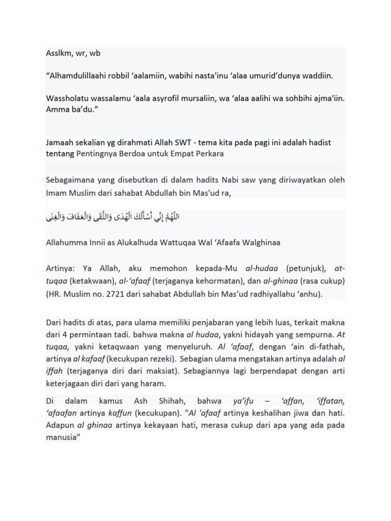 Kultum Tentang 4 Perkara | PDF