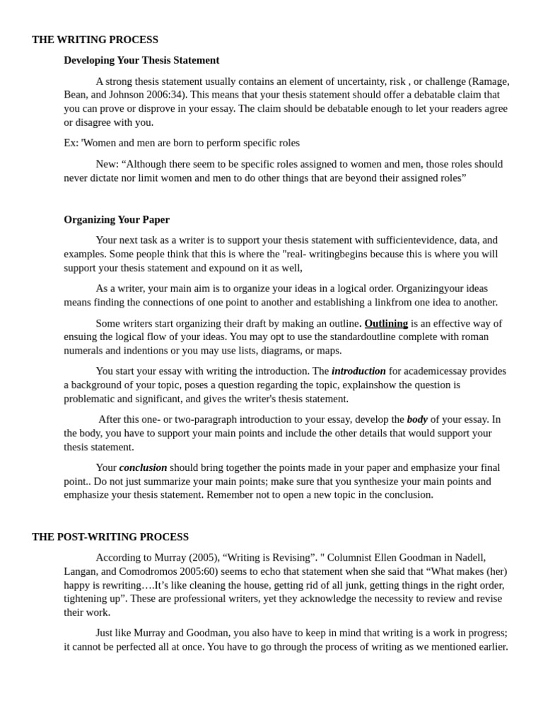 The Writing Process - Handouts | PDF | Verb | Essays