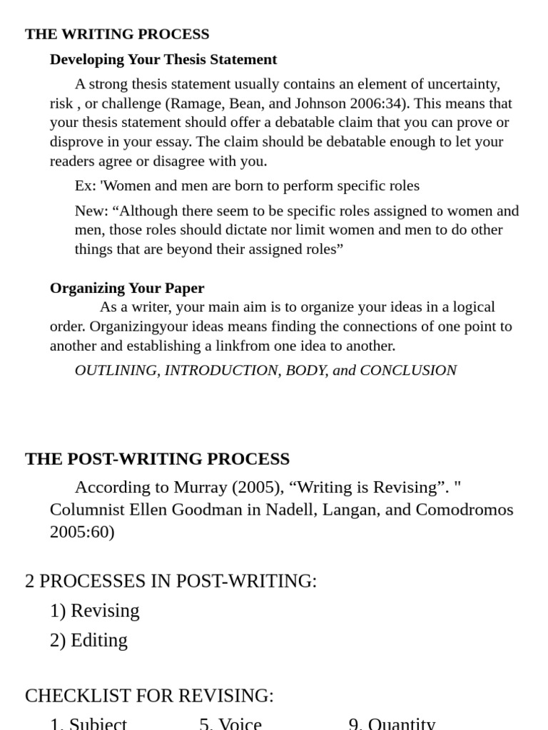 THE WRITING PROCESS - Visual Aid | PDF