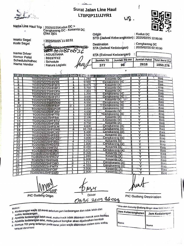 B 9197 FXZ - KDS - CGK - Kosambi - 25-02 | PDF