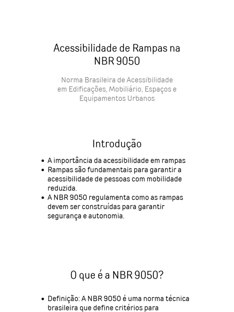 Acessibilidade de Rampas Na NBR 9050 | PDF | Acessibilidade