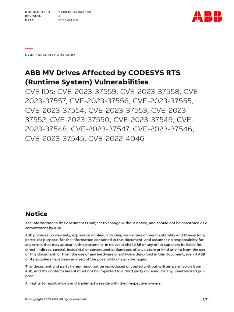 MV Drives Cyber Security Advisory - CodeSys | PDF | Computer Network | Computer Security