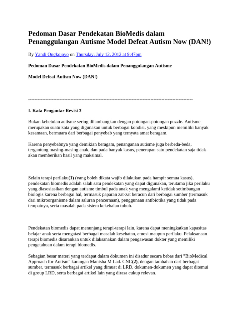 Pedoman Dasar Pendekatan BioMedis Dalam Penanggulangan Autisme Model ...