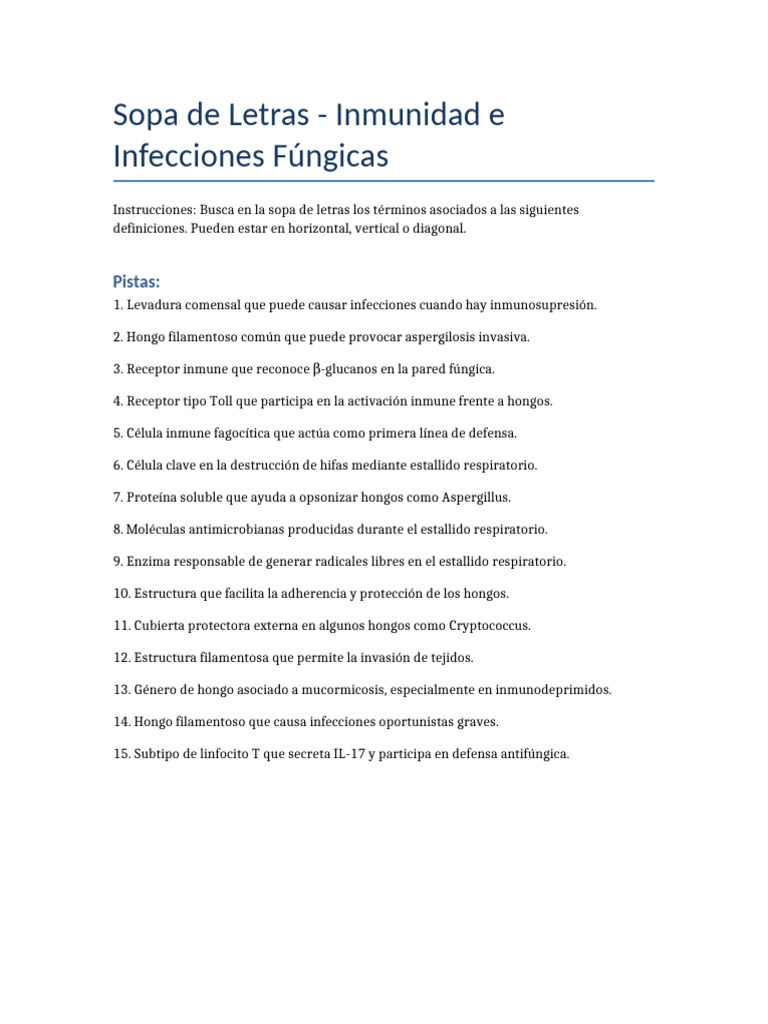 Sopa_de_Letras_Inmunidad_Hongos | PDF