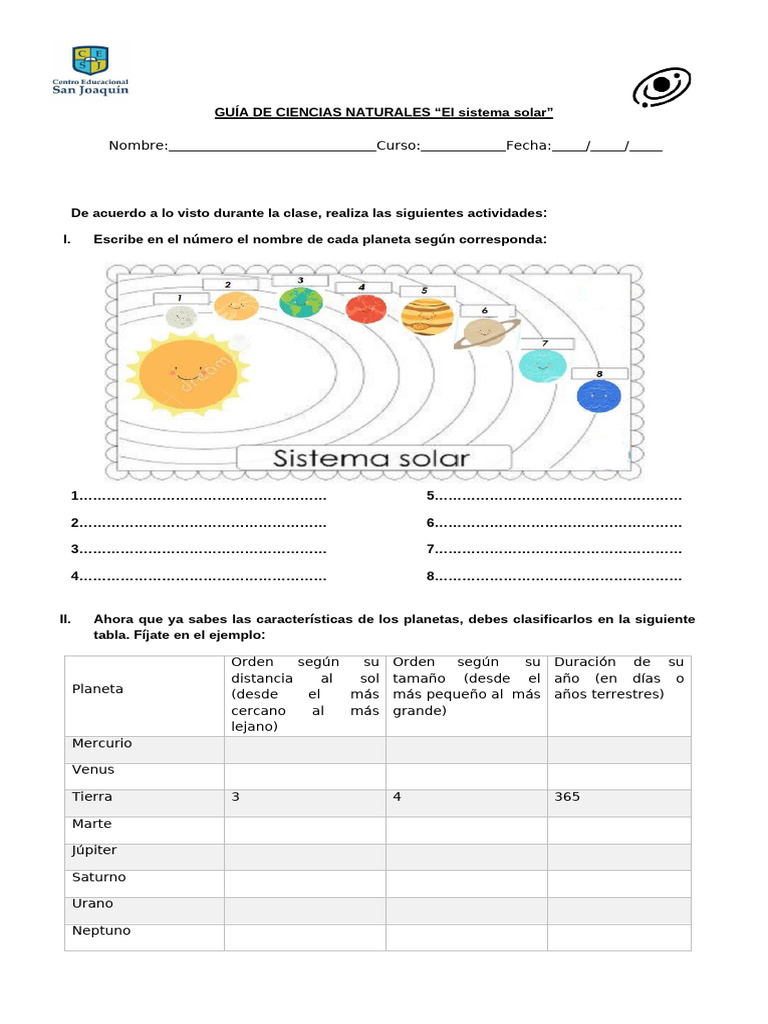 Guia Sistema Solar | PDF | Sistema solar | Planetas