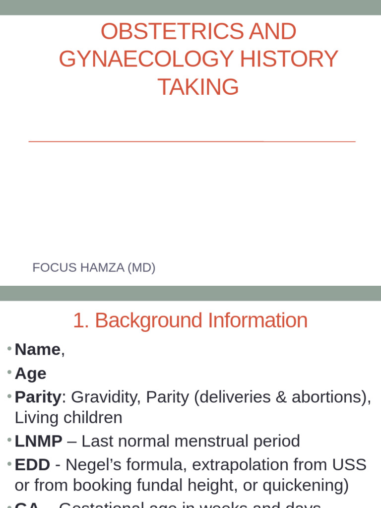 Obstetrics & Gynaecology History Taking Guide | PDF | Pregnancy ...