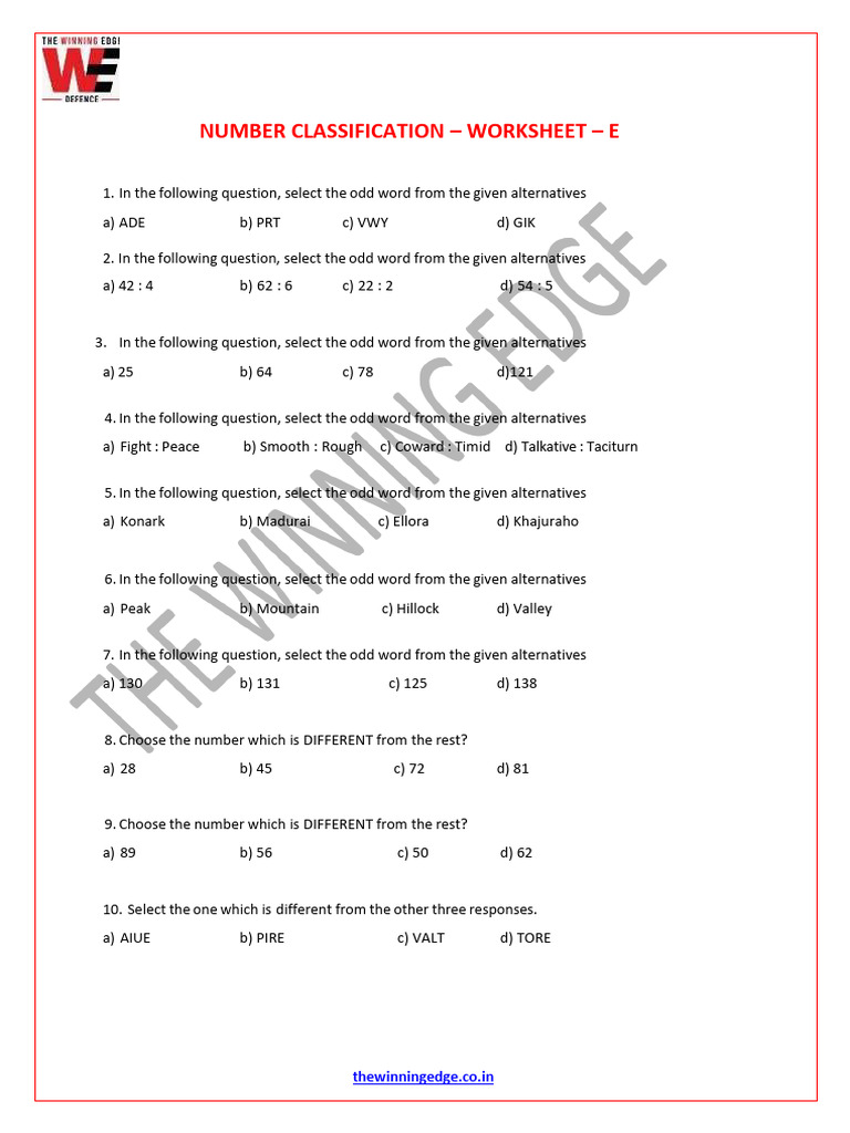 Classification Worksheet - e | PDF | Linguistics