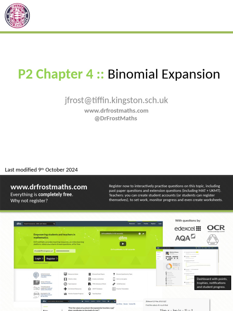 P2 Ch4 - Binomal Expansion | PDF | Abstract Algebra | Algebra