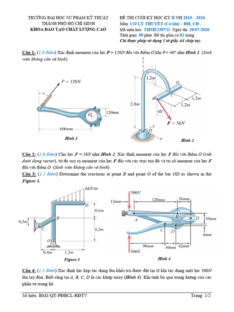 Đề thi CLT(CLC)-THME230721-HK2 (2019-2020) | PDF
