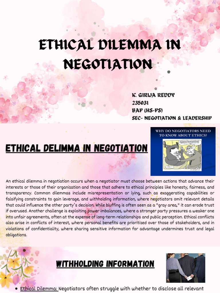 Ethical Dilemmas in Negotiation Explained | PDF | Negotiation | Deception