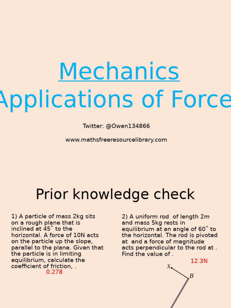 Applications of Forces in Mechanics | PDF | Force | Friction