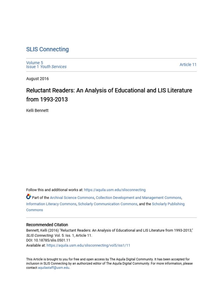 Reluctant Readers: LIS Literature Review | PDF | Libraries | Literacy