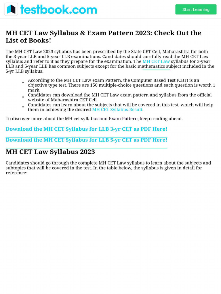 MH CET Law Syllabus & Exam Pattern 2023 - Check Out The List of Books ...