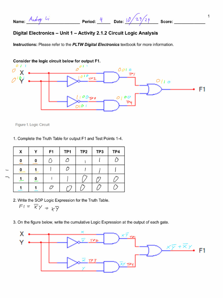 PLTW Digital Electronics DE 2.1.2 | PDF