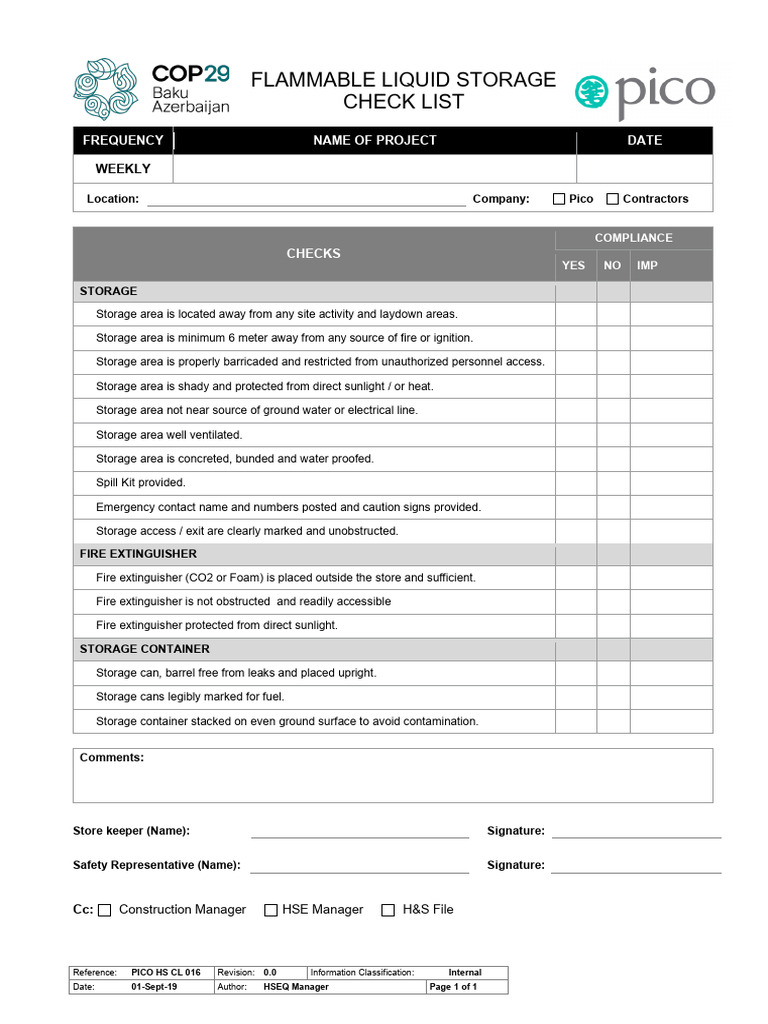 Flammable Cabinet Inspection Checklist | PDF