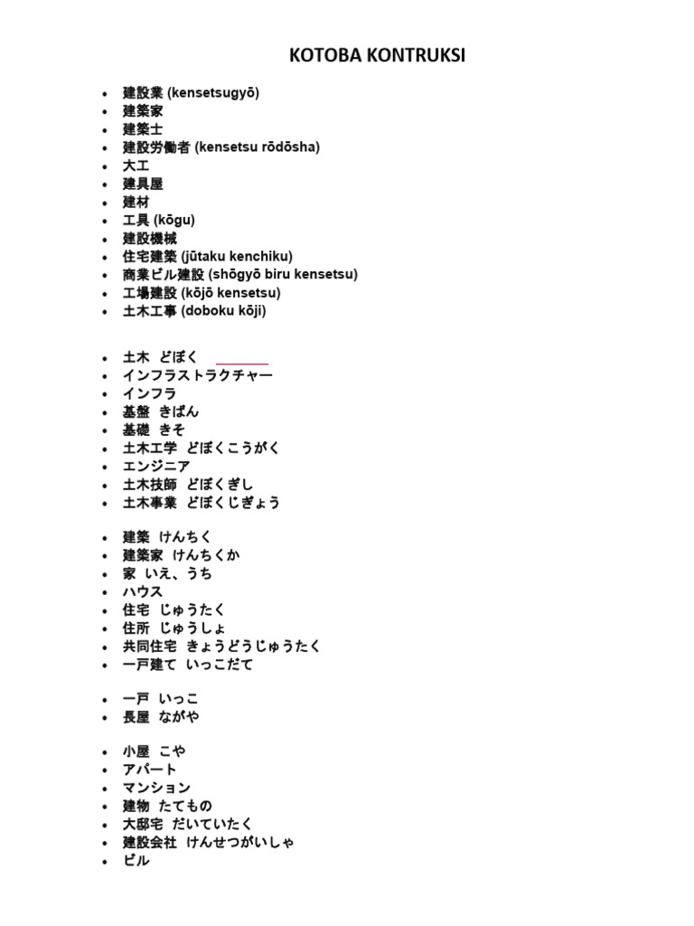 Kotoba Kontruksi | PDF