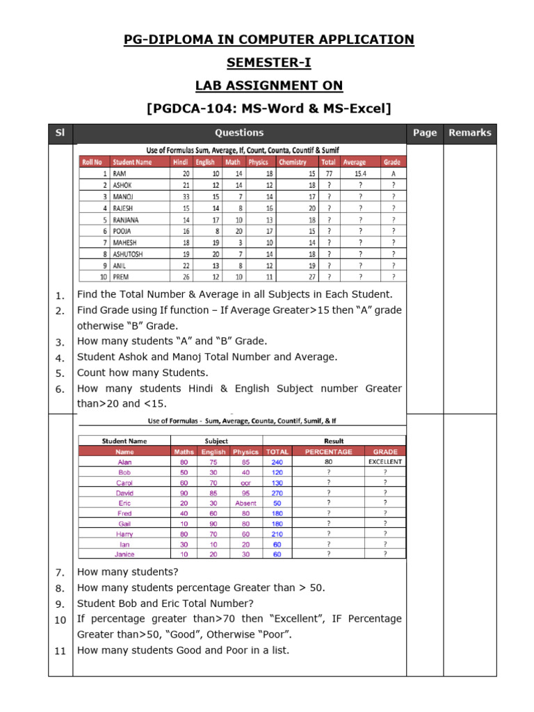 Practical Assignment of Paper PGDCA-104 | PDF