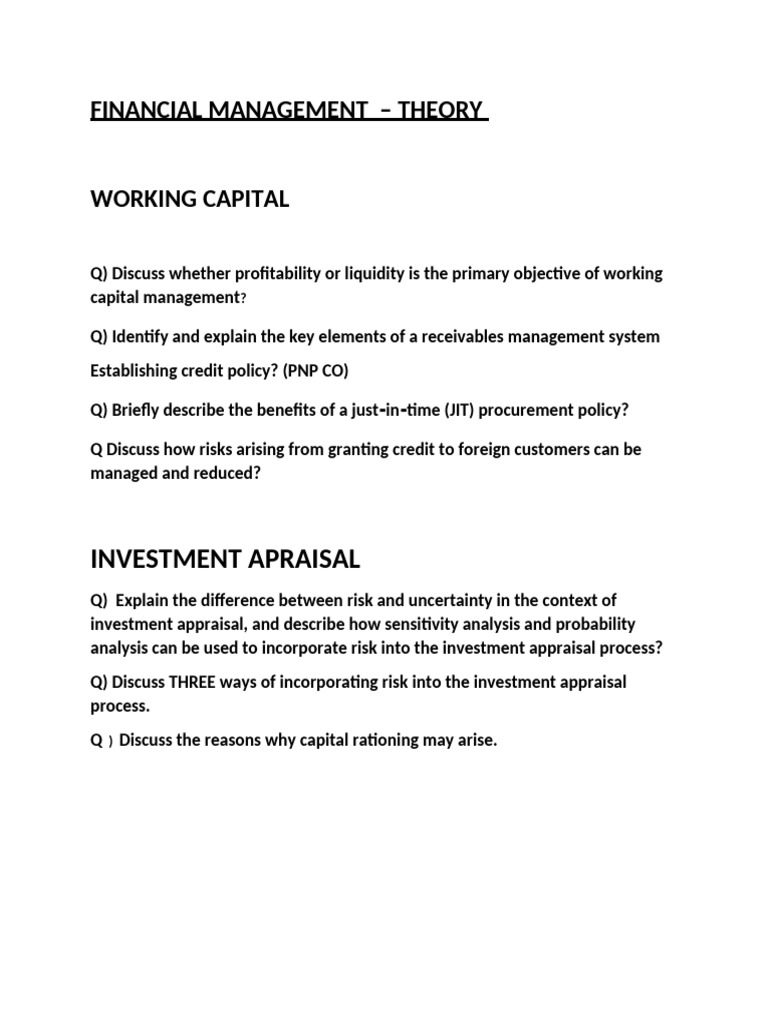 Financial Management- Theory | PDF