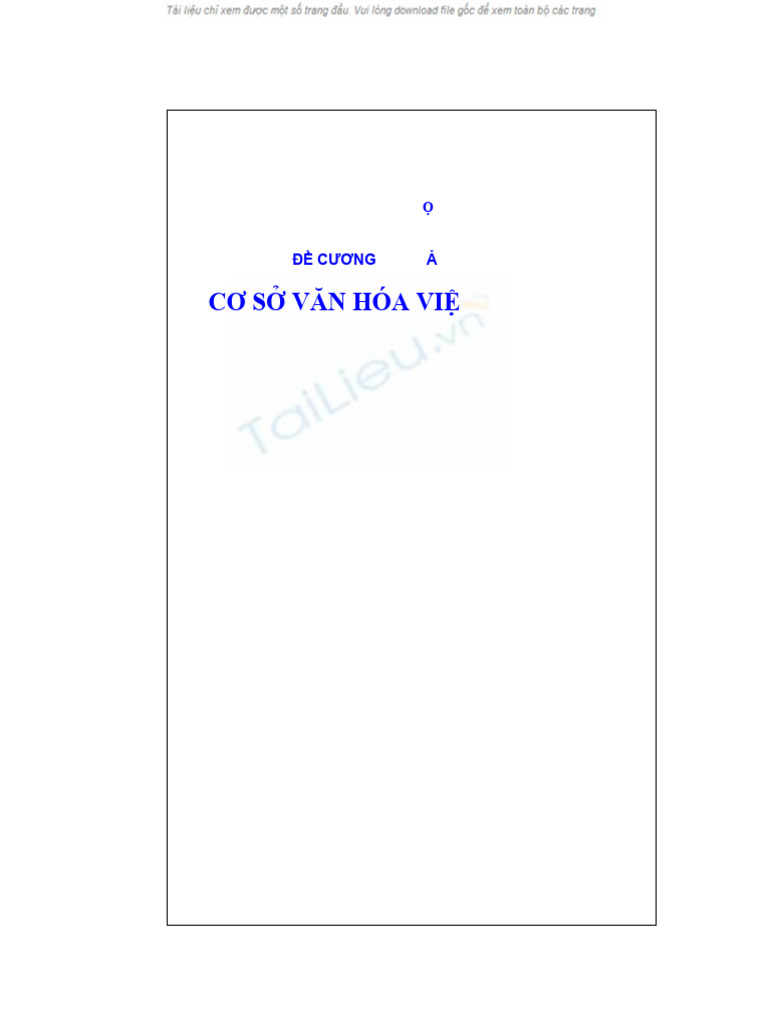 De Cuong Bai Giang Co So Van Hoa Viet Nam 2t9 | PDF