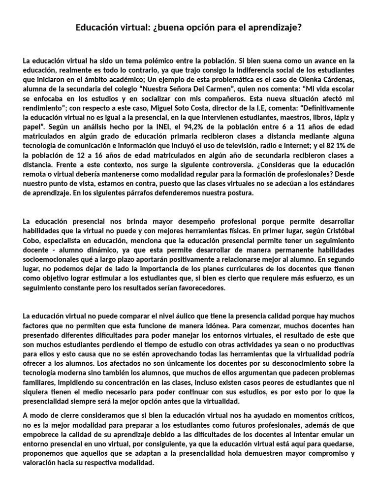 texto argumentativo pre final | PDF | Enseñando | Cognición