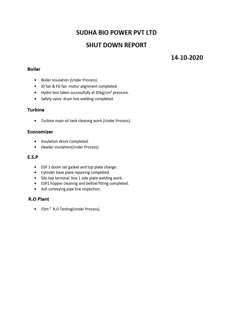 Shutdown Report 14-10-2020 | PDF