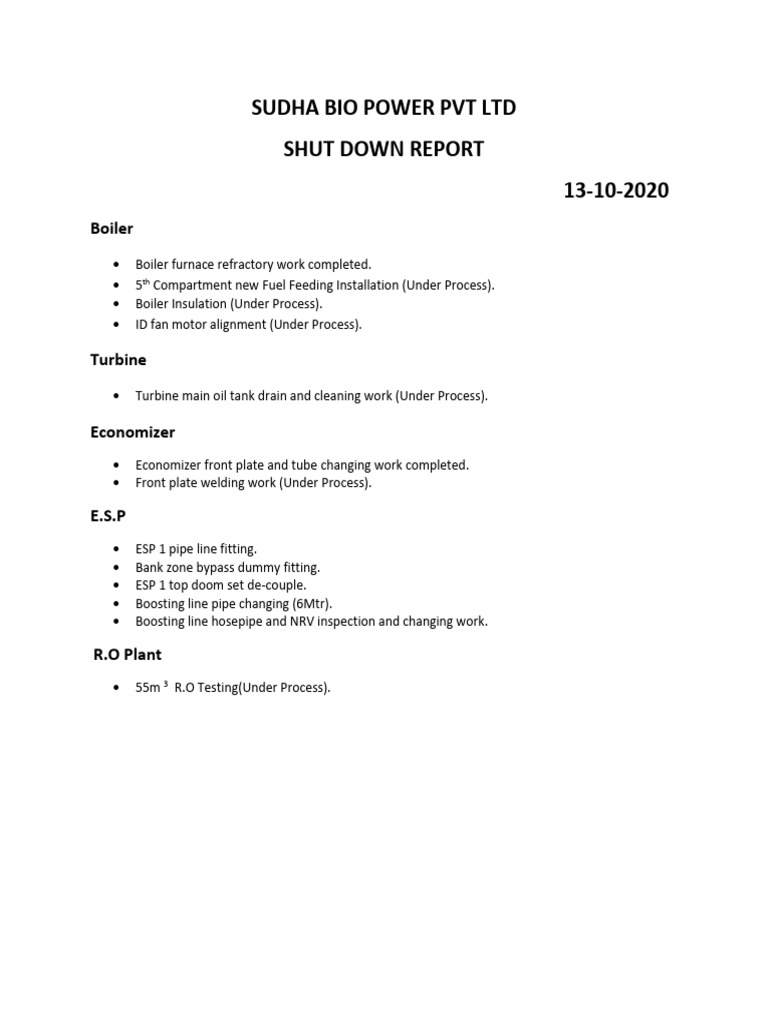 Shutdown Report 13-10-2020 | PDF