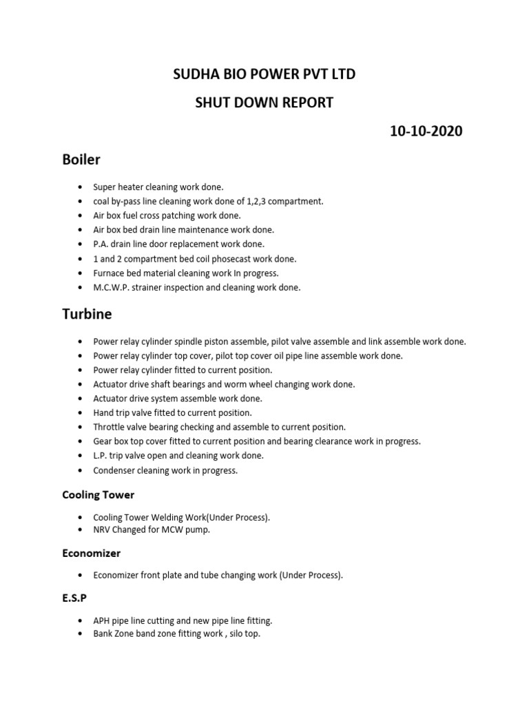 Shutdown Report 10-10-2020 | PDF