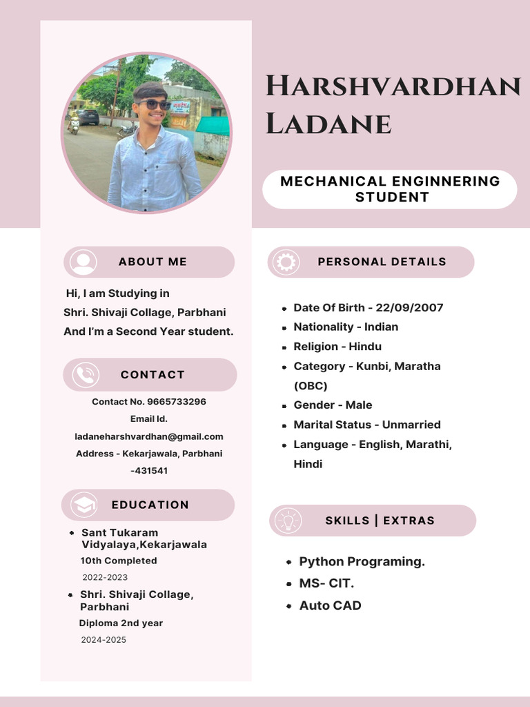Mechanical Engineering Student Profile | PDF