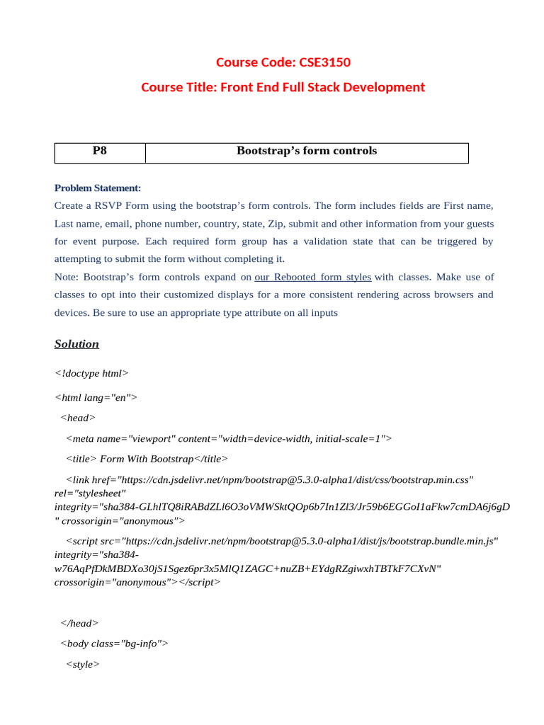 Lab Sheet 8-Bootstrap's Form Controls | PDF | Booting | Computing