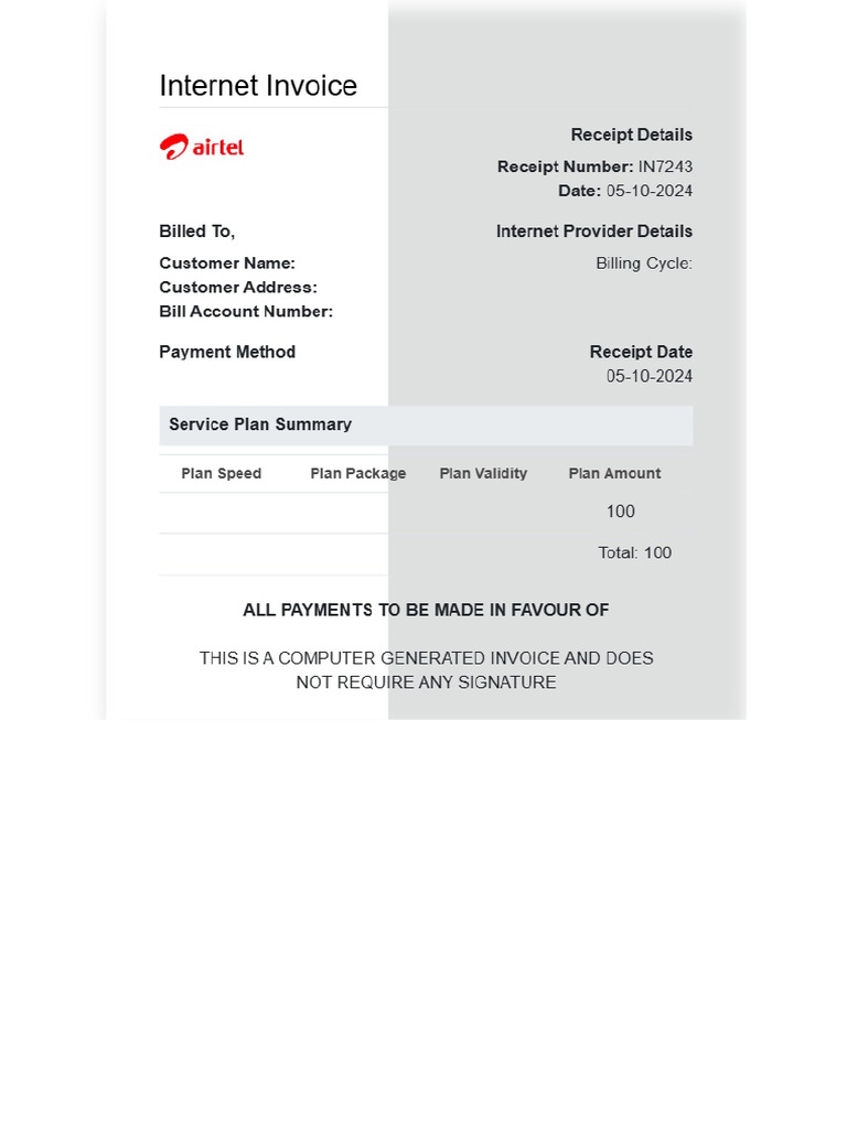 Internet Invoice (Freeforonline - Com) | PDF