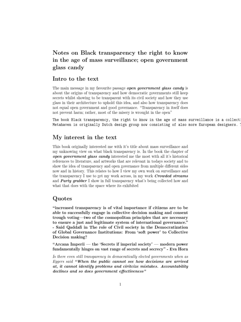 Black Transparency and Open Governance Insights | PDF | Transparency ...