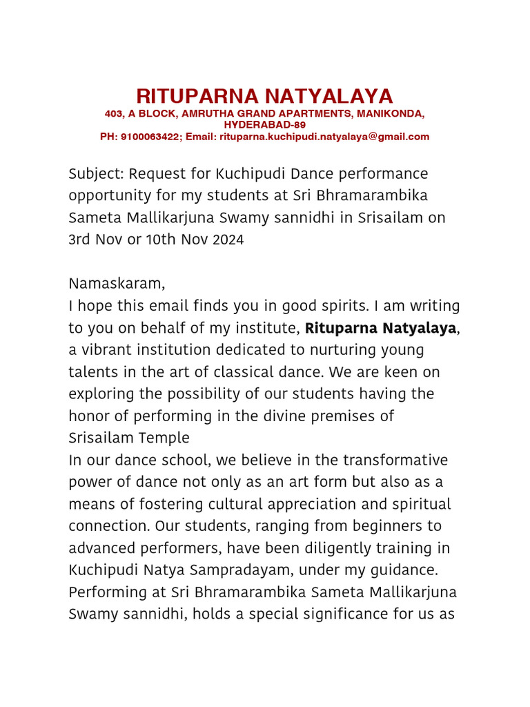 Letter For Dance | PDF