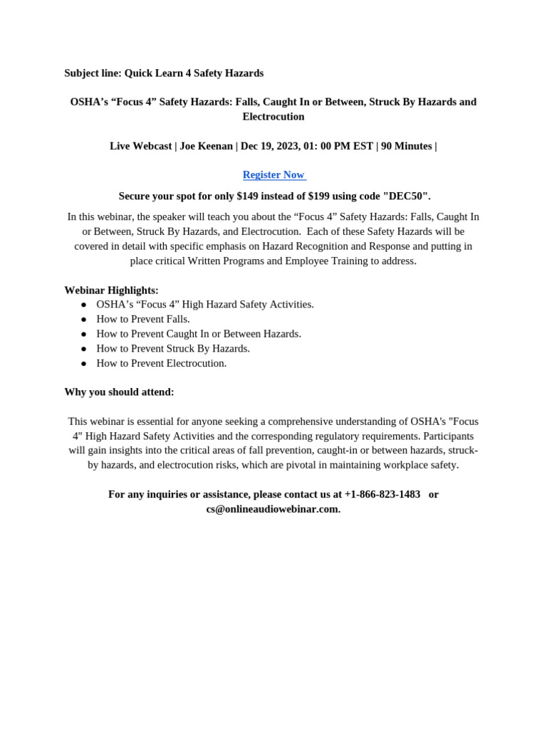 Quick Learn 4 Safety Hazards | PDF