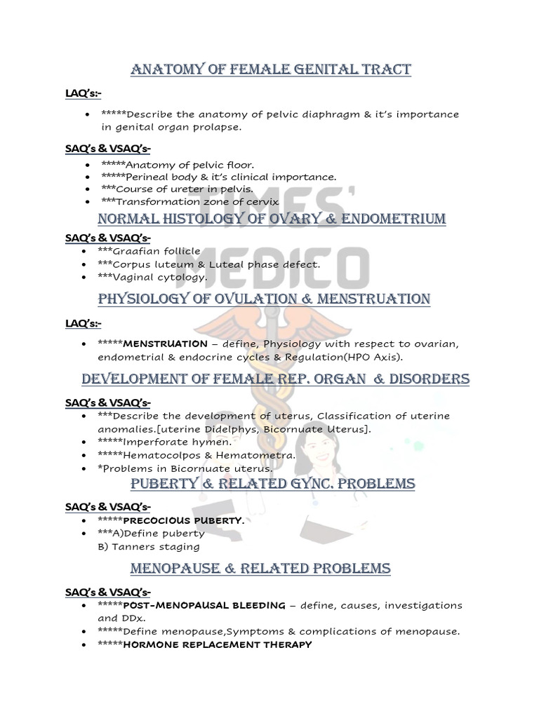 Anatomy and Physiology of Female Reproductive System | PDF
