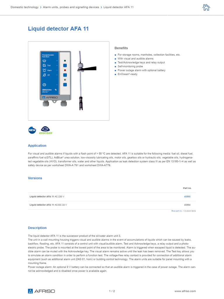 Liquid Detector AFA 11 DB en | PDF | Relay | Oil