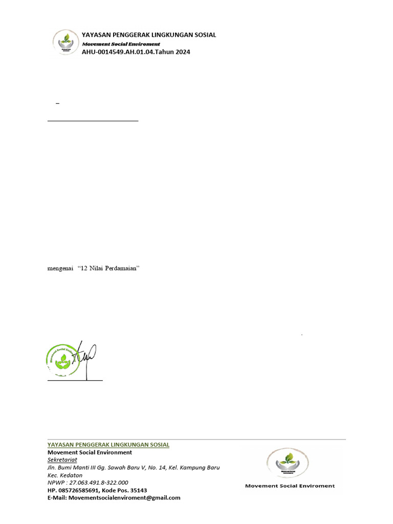 Surat Undangan Sosialisasi 12 NDP | PDF