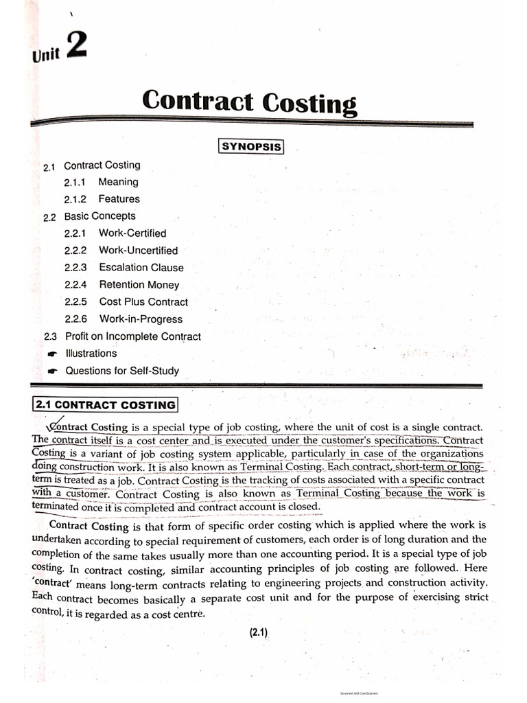2.contract Costing (Cost II) | PDF