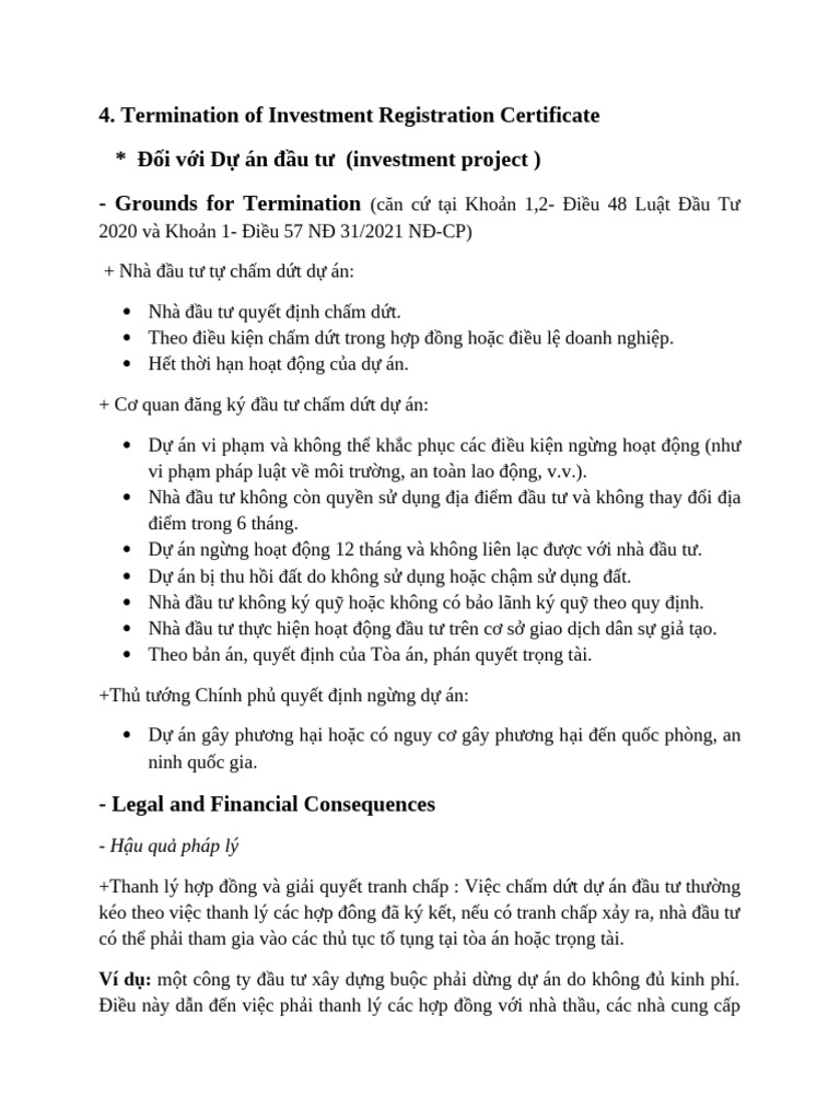 4. Termination of Investment Registration Certificate | PDF