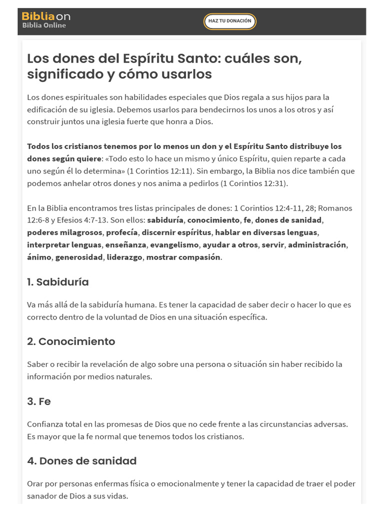 Dones del Espíritu Santo: Guía y Uso | PDF | Teología | Creencia ...