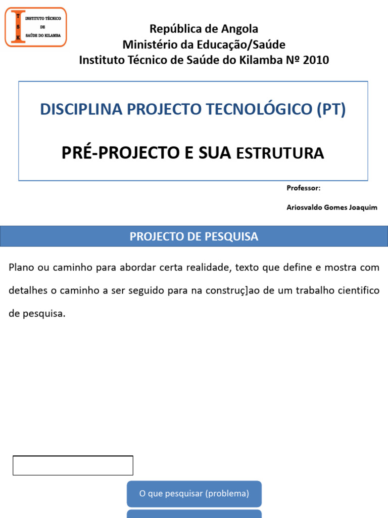 Estrutura Do Pré-Projecto | PDF | Metodologia | Método científico