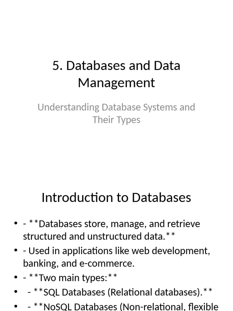 Databases and Data Management 17 | PDF