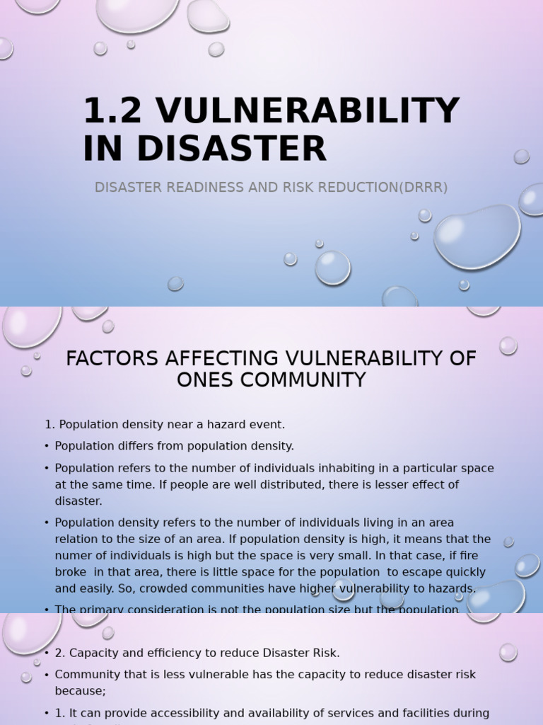 1.2 Vulnerabilities in Disaster | PDF | Hazards | Vulnerability