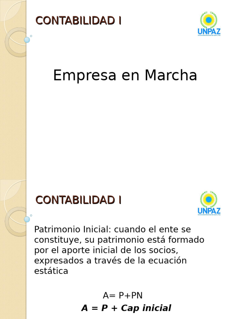 UNPAZ- CONTA I- UNIDAD 3- 2 CONCEPTO DE EMPRESA EN MARCHA | PDF ...