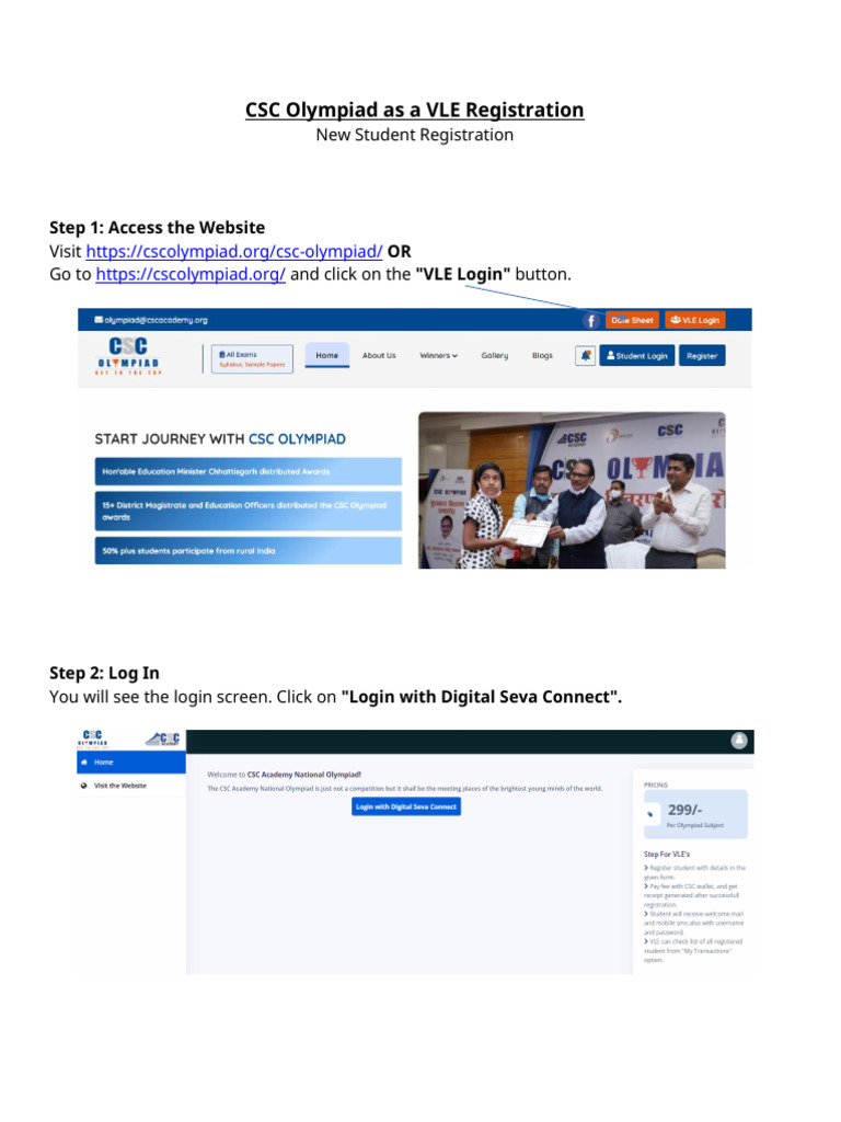 CSC Olympiad VLE Registration Guide | PDF