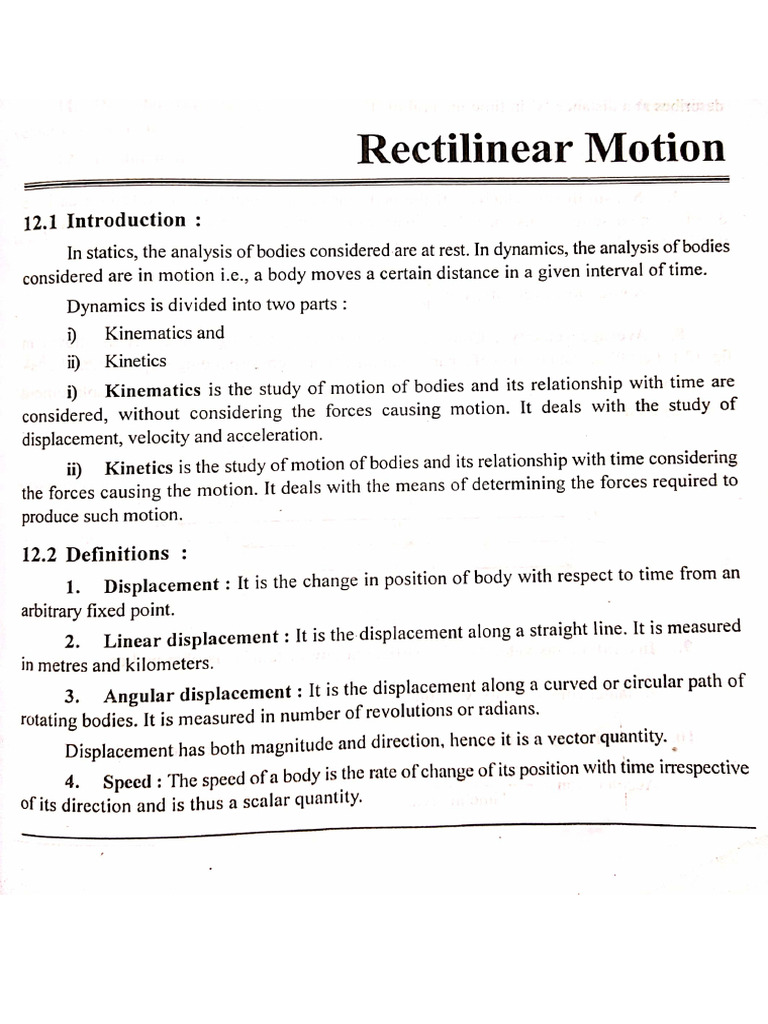 Module 5 (Rectilinear Motion) | PDF