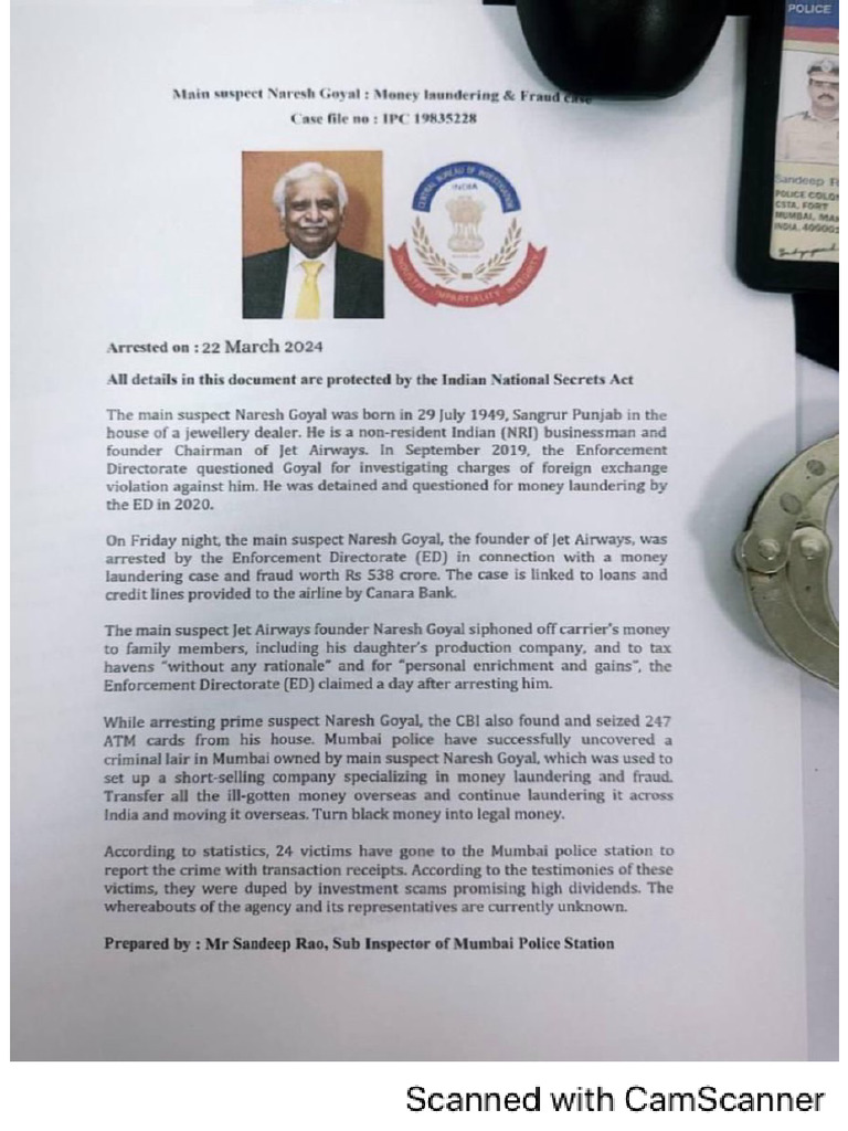 Naresh Goyal Documents | PDF