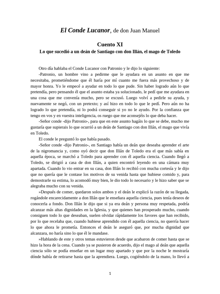 Lecciones de lealtad en El Conde Lucanor | PDF