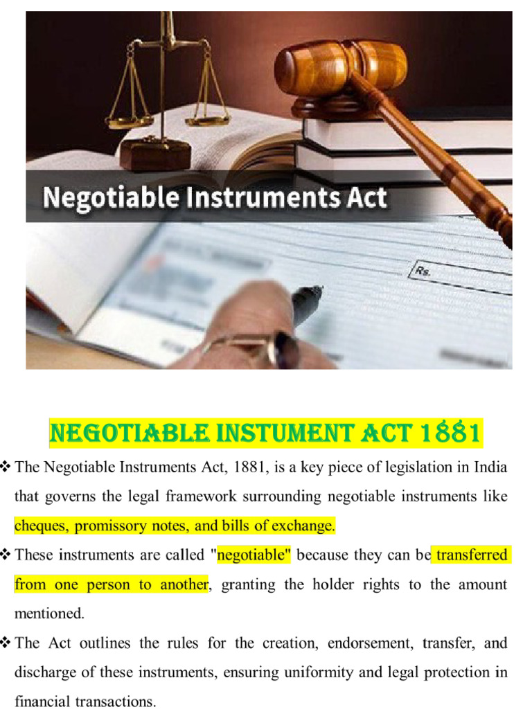 Unit 3 - Negotiable Instruments Act | PDF | Negotiable Instrument ...