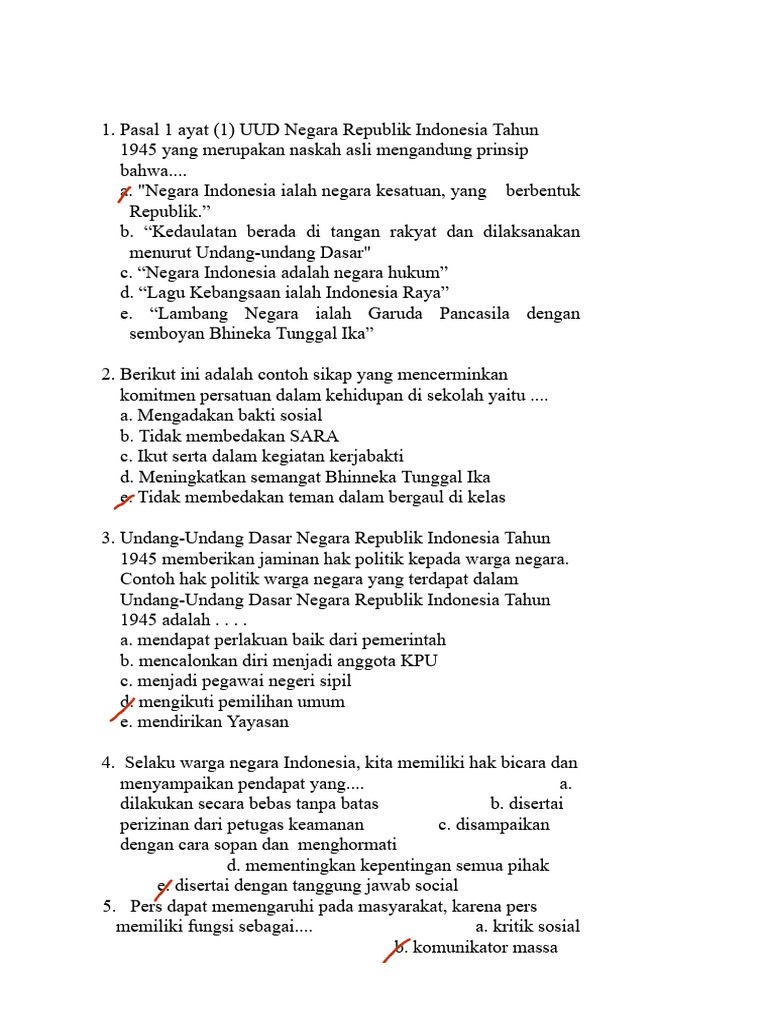 Kisi Kisi PKN Kelas Xii | PDF